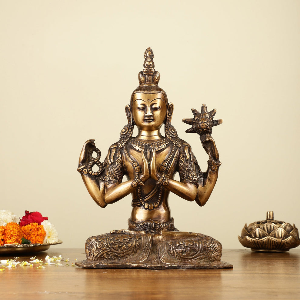 Buy 10.5" Brass Chenrezig (Shadakshari Lokeshvara) - Tibetan Buddhist ...