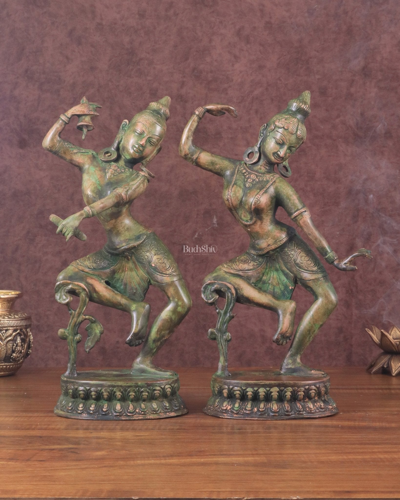 15" Lord Shiva and Parvati Dancing Idols brass idols antique Patina ...