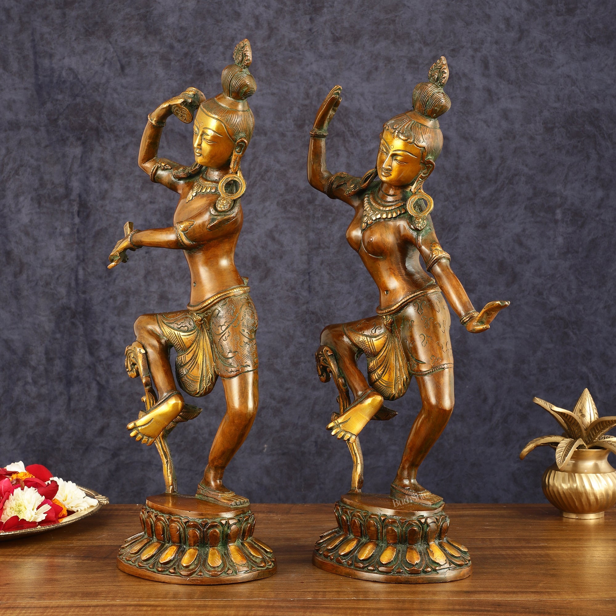 Buy 15" Lord Shiva and Parvati Dancing Idols - Pure Brass - Budhshiv.com