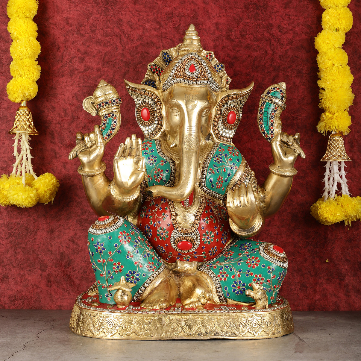 Pure Brass Right-Side Trunk Ganapati Statue - 22-Inch – Budhshiv.com