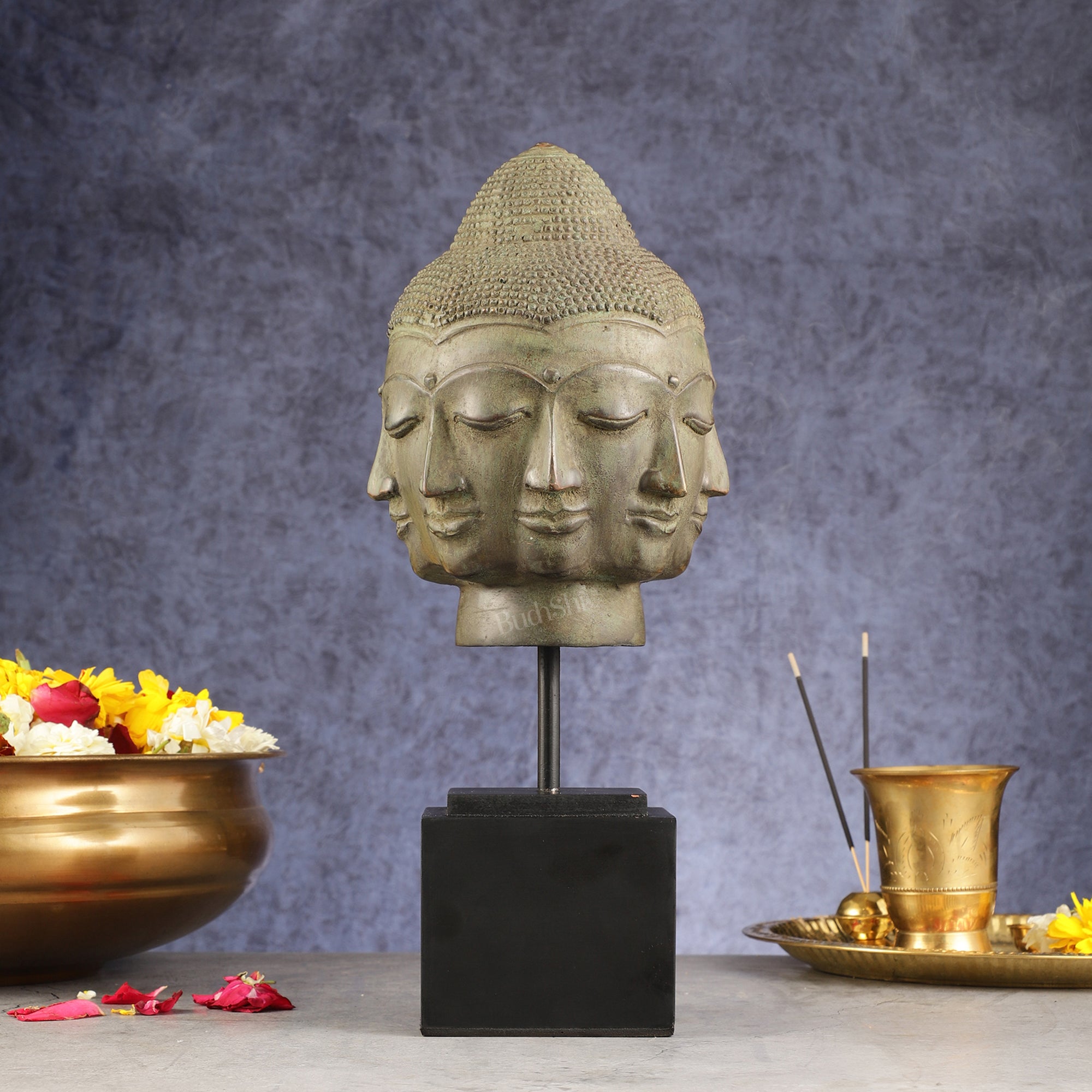 Buy Vintage Indonesian Bronze Buddha Bust Table Accent 14.5 inch ...