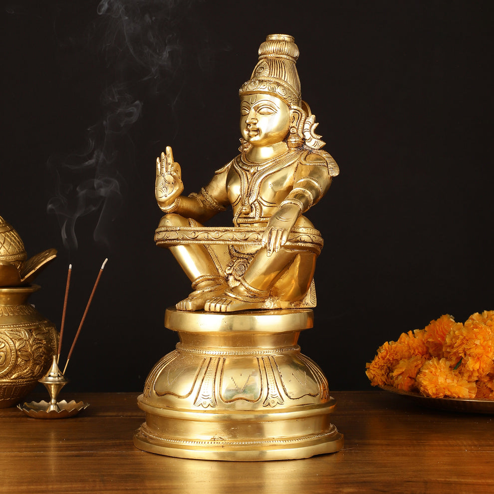 Buy Brass Lord Ayyappa Swamy Ayyappan Statue - 14" Intricate Sculpture ...