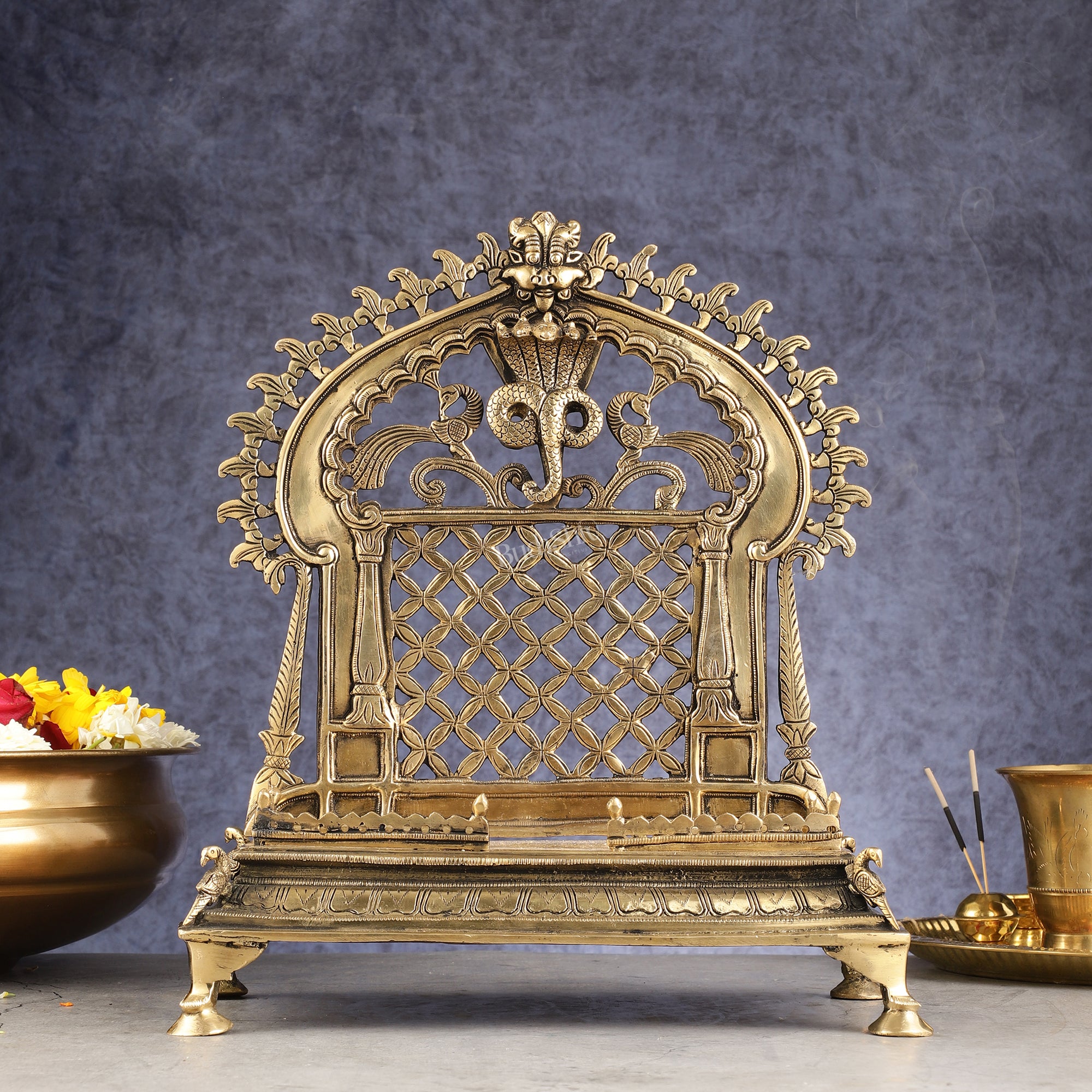 Pure Brass Handcrafted Large Singhasan for Deities - 13.5" – Budhshiv.com