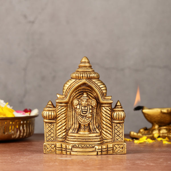 Brass Mini Tirupati Balaji Idol with Temple - 4 – Budhshiv.com