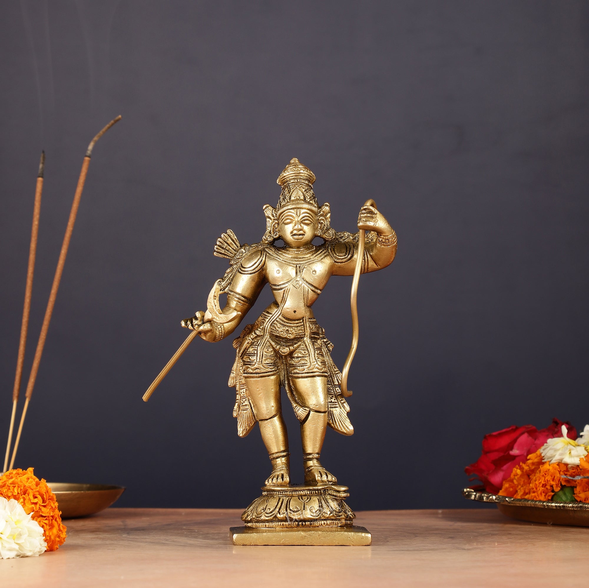 Buy Antique Pure Brass Lord Shri Ram Idol 6.5" - Budhshiv.com