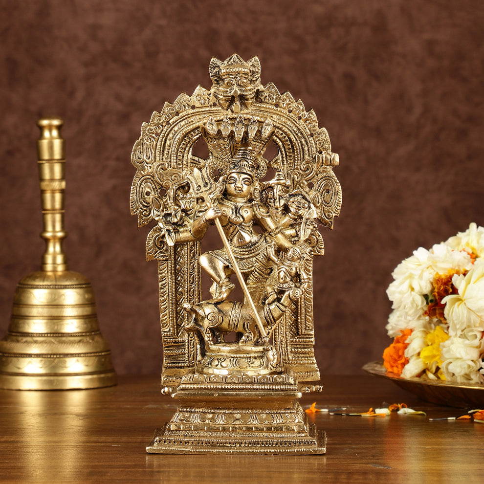 Buy Brass Superfine Mahisasur Mardini Durga Devi Idol | 8 inch ...