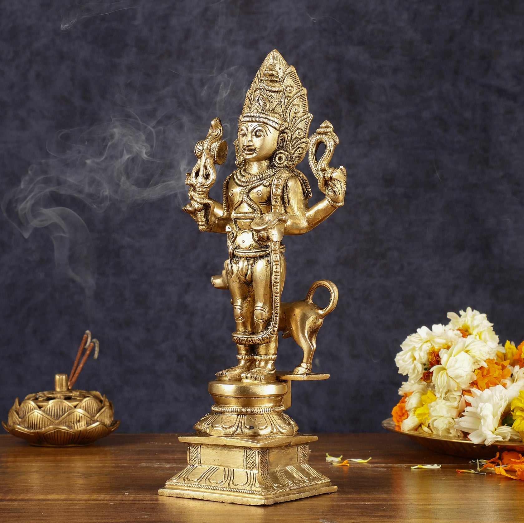 Buy Majestic Brass Superfine Kaal Bhairav Bhairo Baba Idol with Dog ...