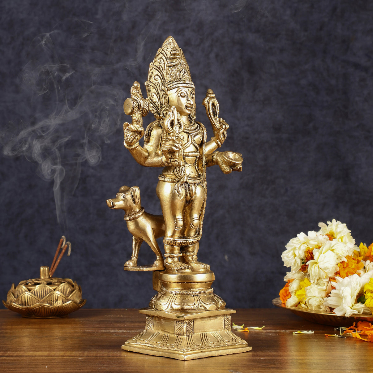 Brass Superfine Kaal Bhairav Bhairo Baba Idol with Dog - 12" – Budhshiv.com