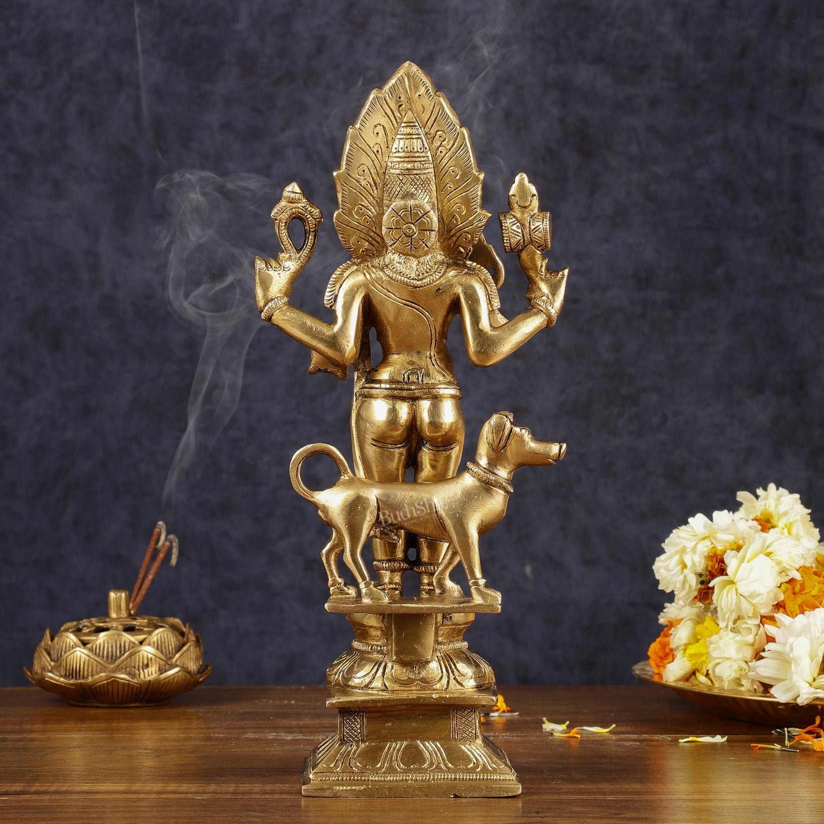 Brass Superfine Kaal Bhairav Bhairo Baba Idol with Dog - 12" – Budhshiv.com