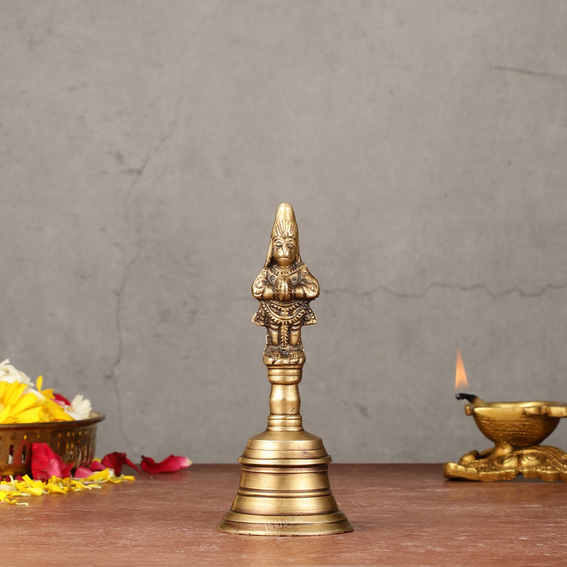 Buy Antique Brass Lord Hanuman Temple Hand Bell for Pooja | Height 5.5 ...