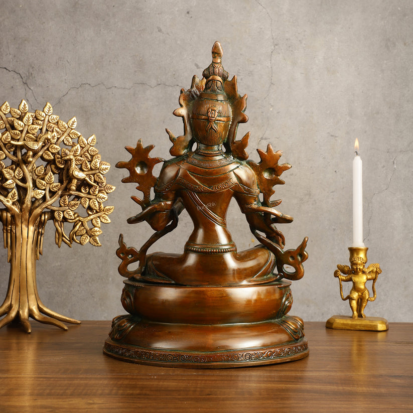 Buy Pure Brass Green Tara Devi Statue - Nepali Orange Finish, 13 ...