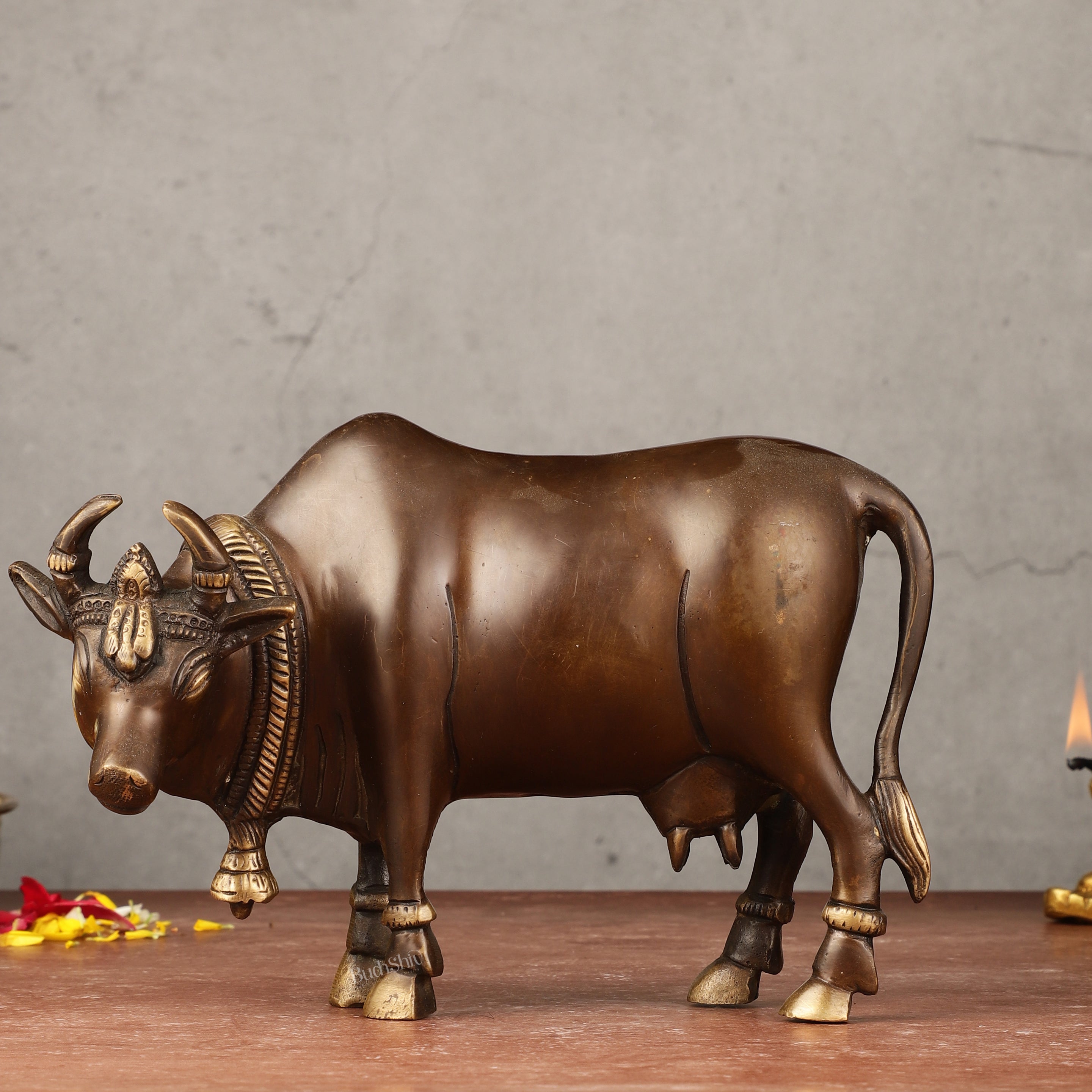 Buy Brass Standing Cow Idol - 5.5 inch - Budhshiv.com