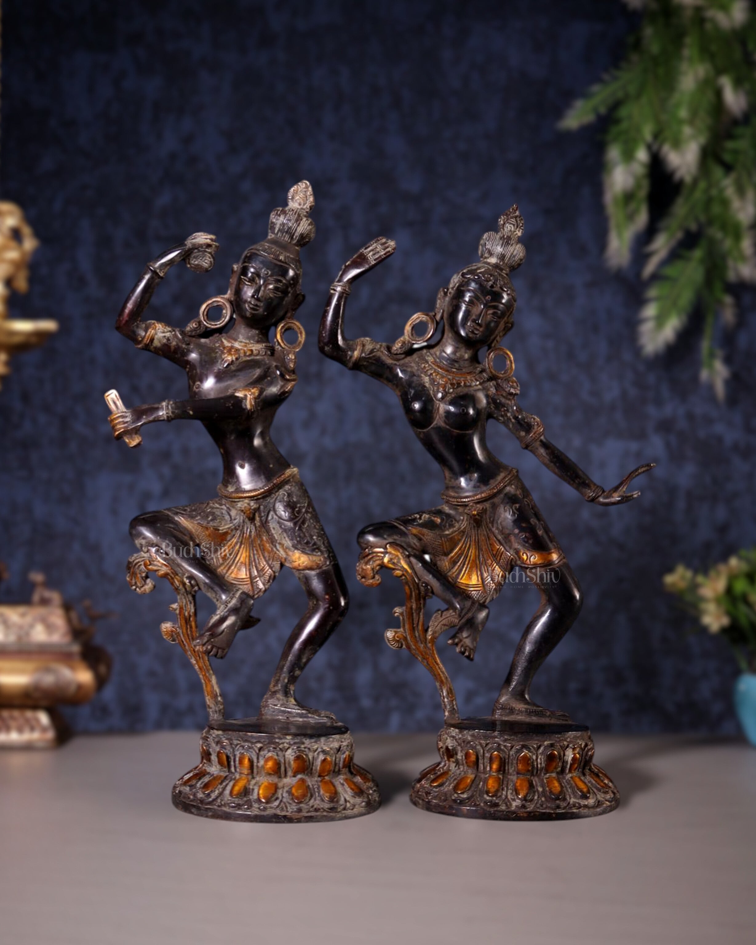 Buy 15" Lord Shiva and Parvati Dancing Idols - Pure Brass - Budhshiv.com