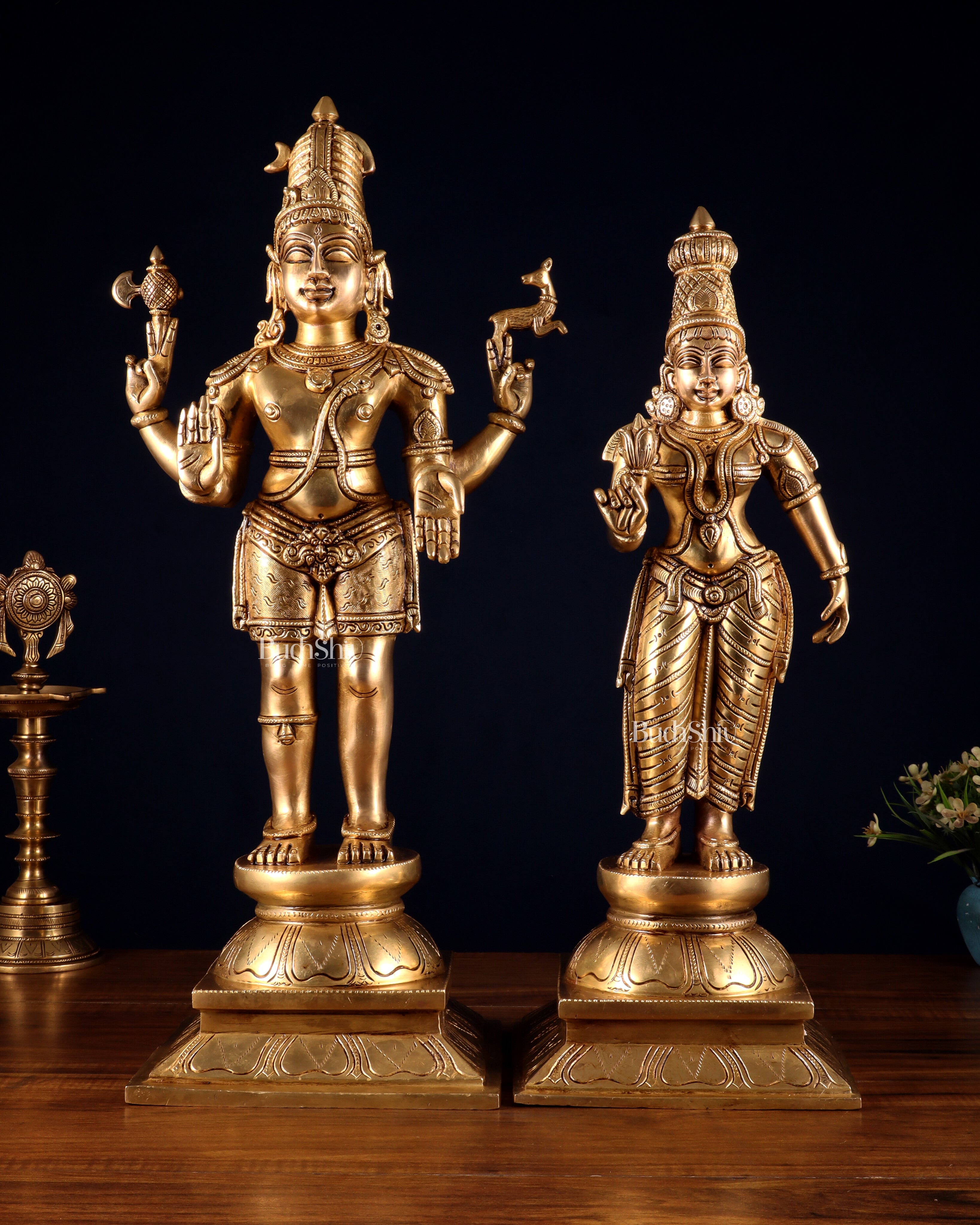 Budhshiv.com Brass Standing Shiva Parvati idols 23 inch utsava murti