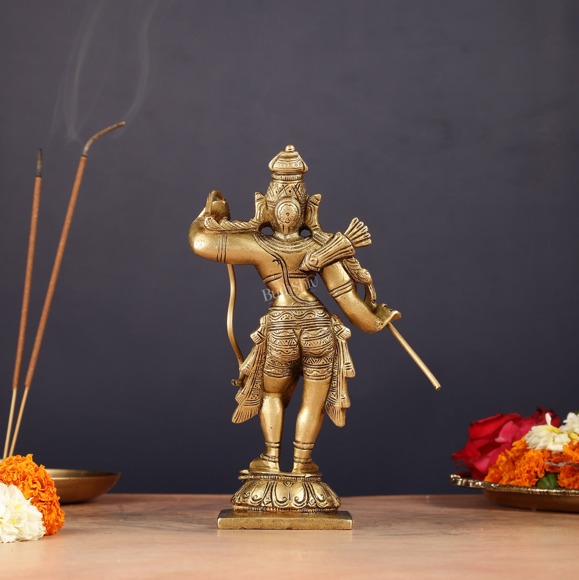 Buy Antique Pure Brass Lord Shri Ram Idol 6.5" - Budhshiv.com