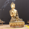 Buy Brass Buddha Statue with Stonework | 12 inch - Budhshiv.com
