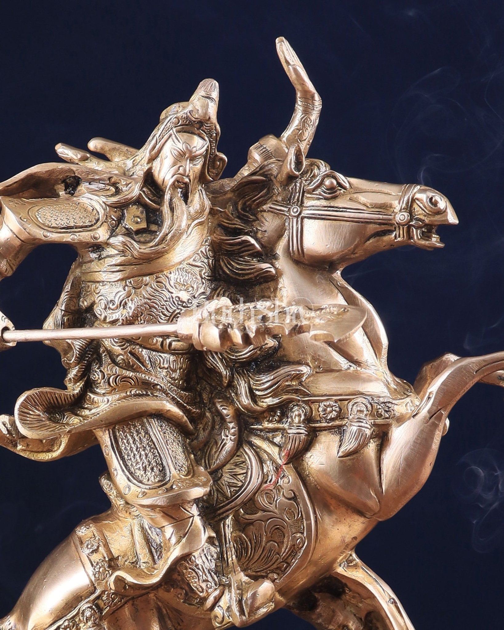 Buy Brass Chinese Warrior Guan Yu Idol on Horse statue 14" - Budhshiv.com