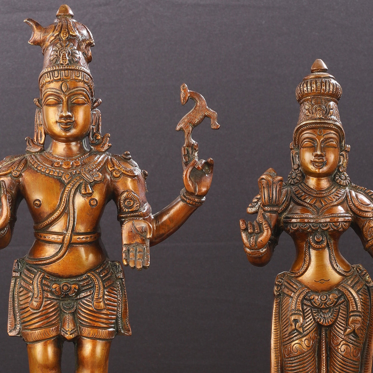 Buy Brass Chola style Lord Shiva and Parvati Idol | 18" Height ...