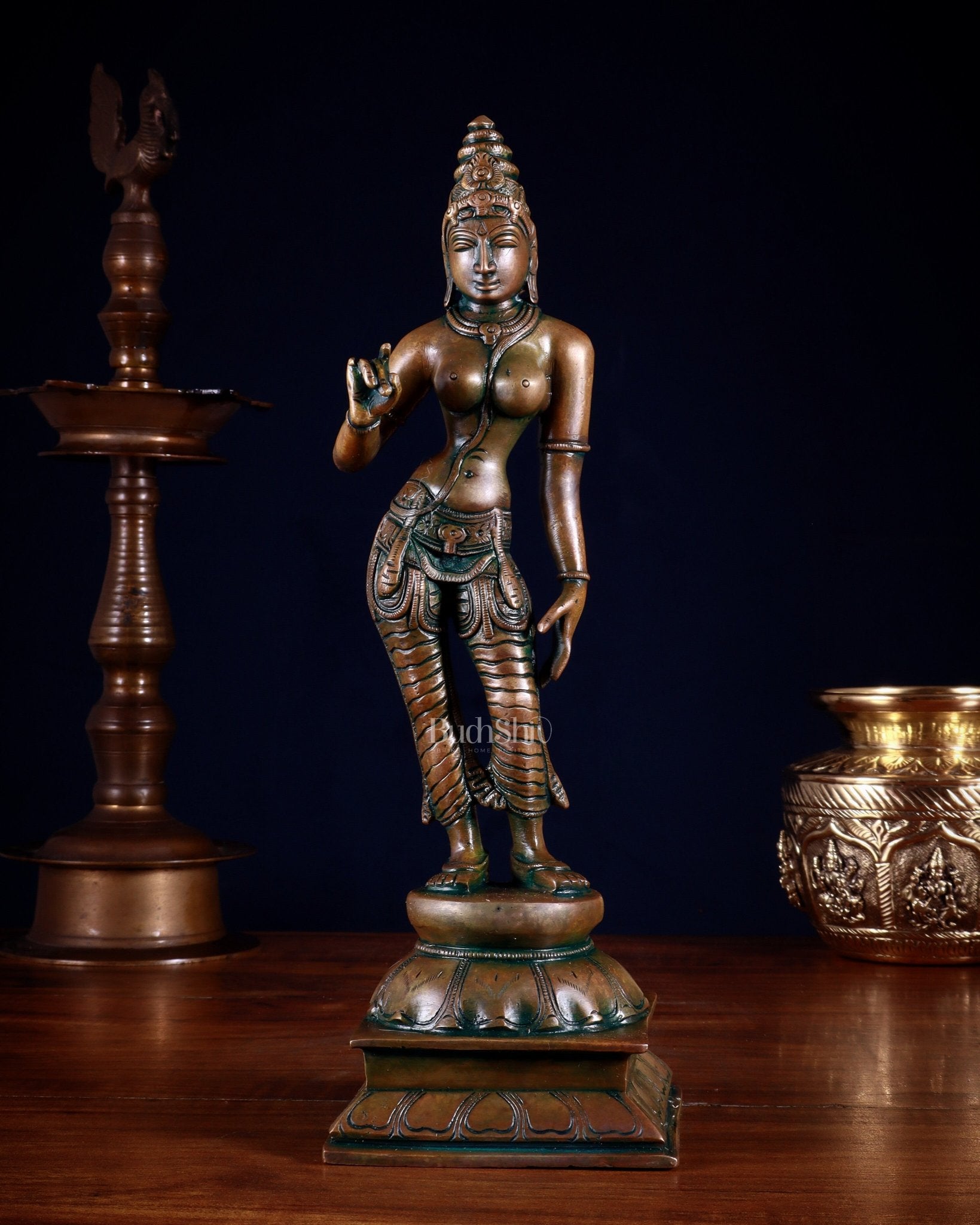 Buy Brass Devi Uma Parvati Idol | 10 Inch - Budhshiv.com