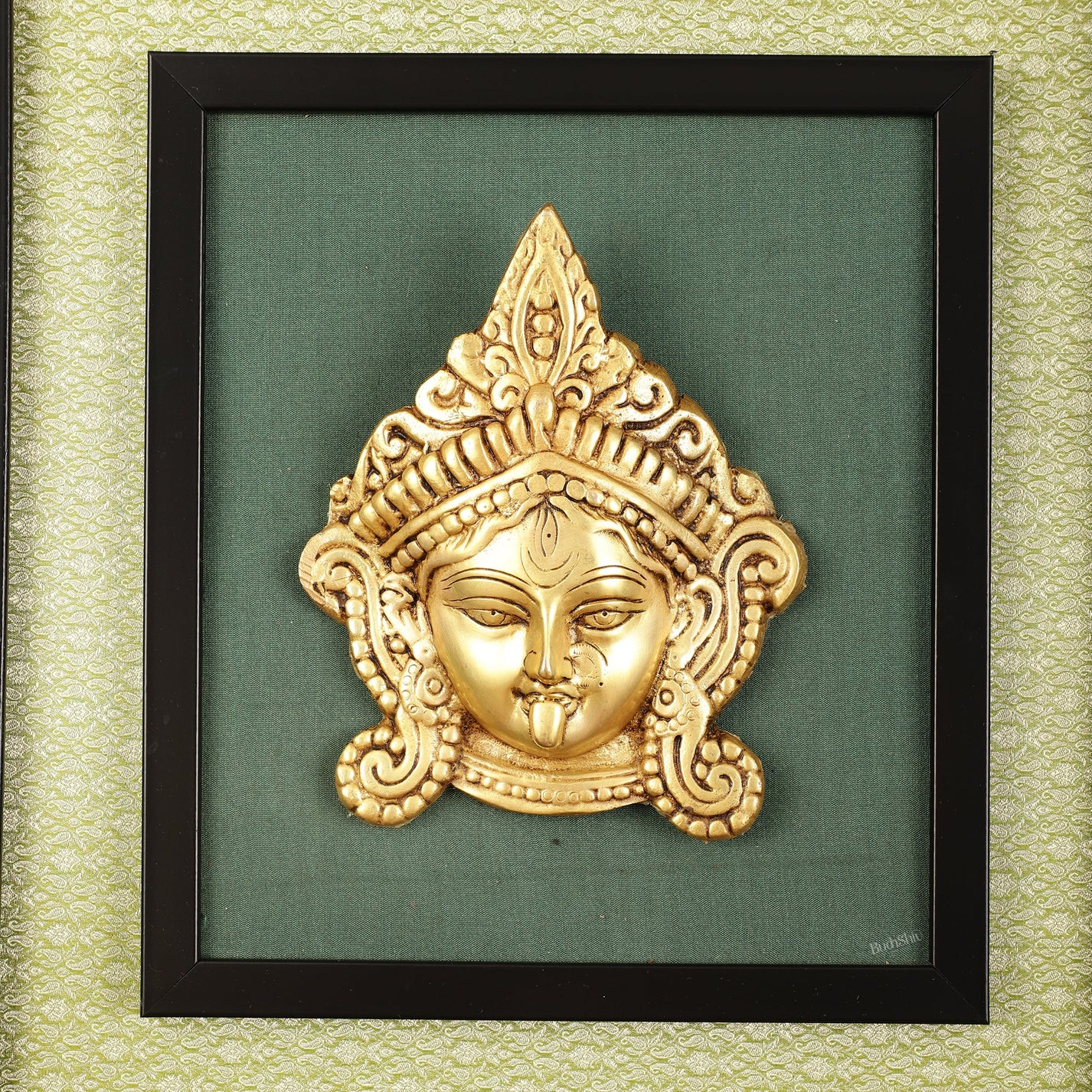 Buy Brass Goddess Kali Face Hanging on Wooden Frame with Premium Fabric ...