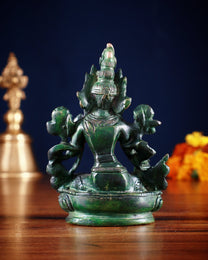 Buy Brass Green tara devi statue 3" agate green tone - Budhshiv.com