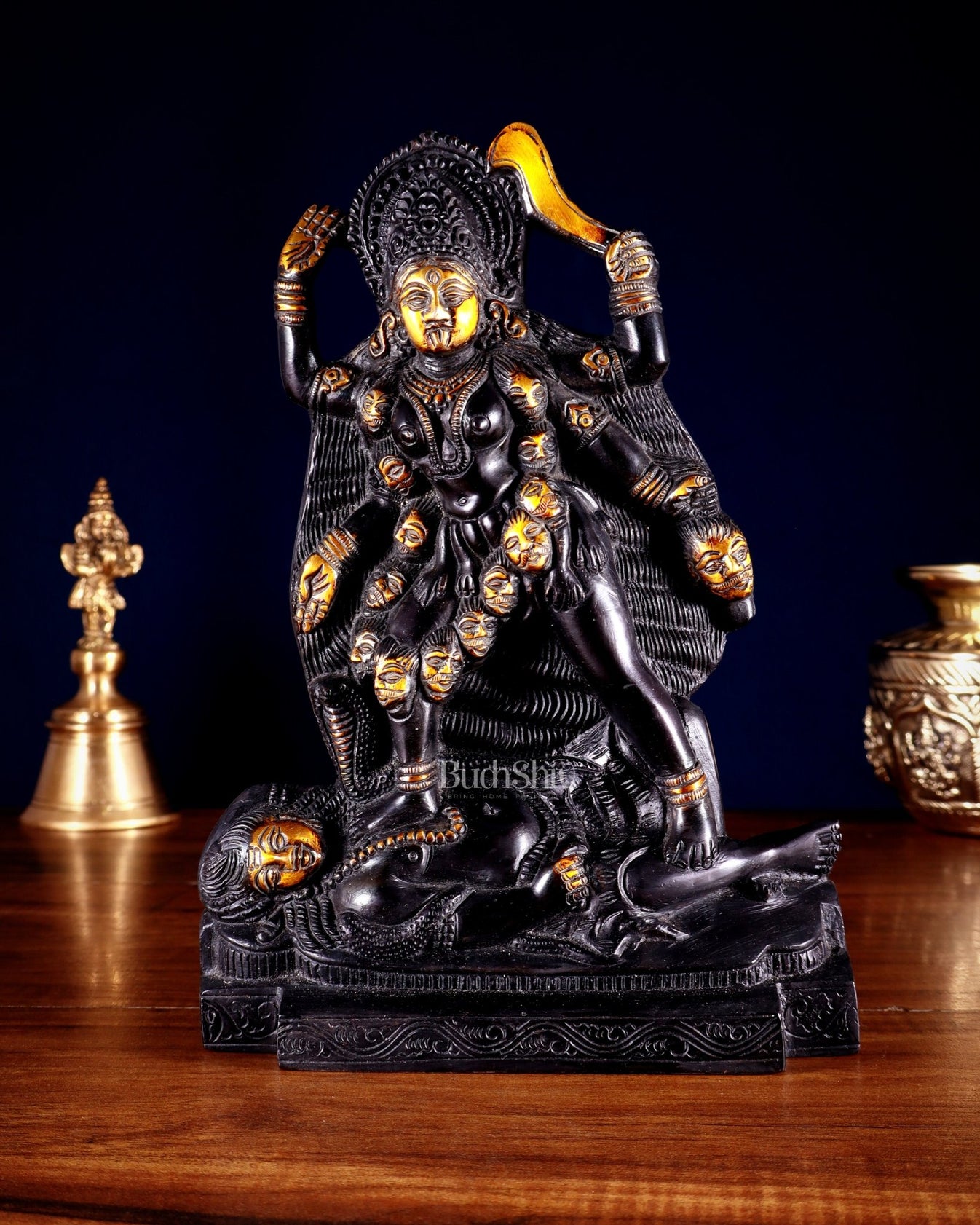 Buy Brass Kali Ma Idol - 9.5 Inch Height - Budhshiv.com