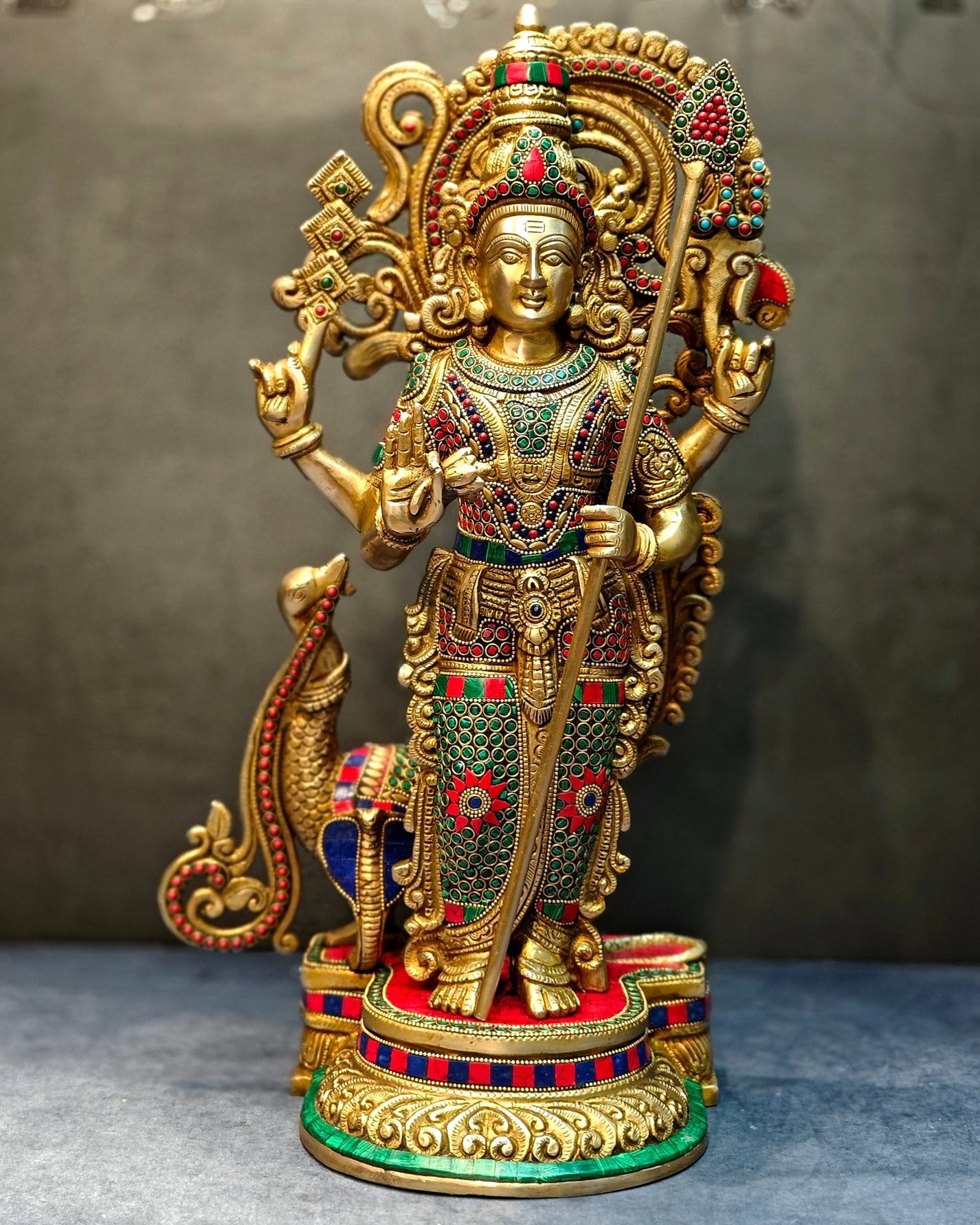 Buy Brass Kartikeya Lord Murugun Statue 20" - Budhshiv.com