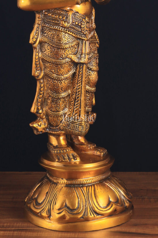 Brass Large Welcome Namaste Lady Statue – 30.5 Inch – Budhshiv.com