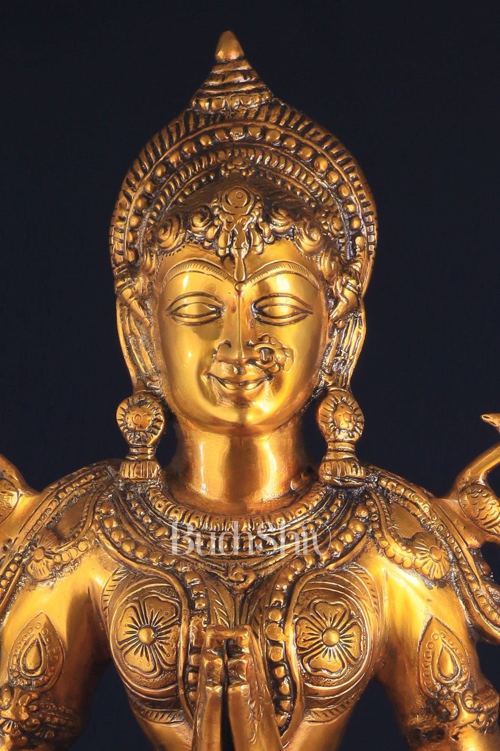 Brass Large Welcome Namaste Lady Statue – 30.5 Inch – Budhshiv.com