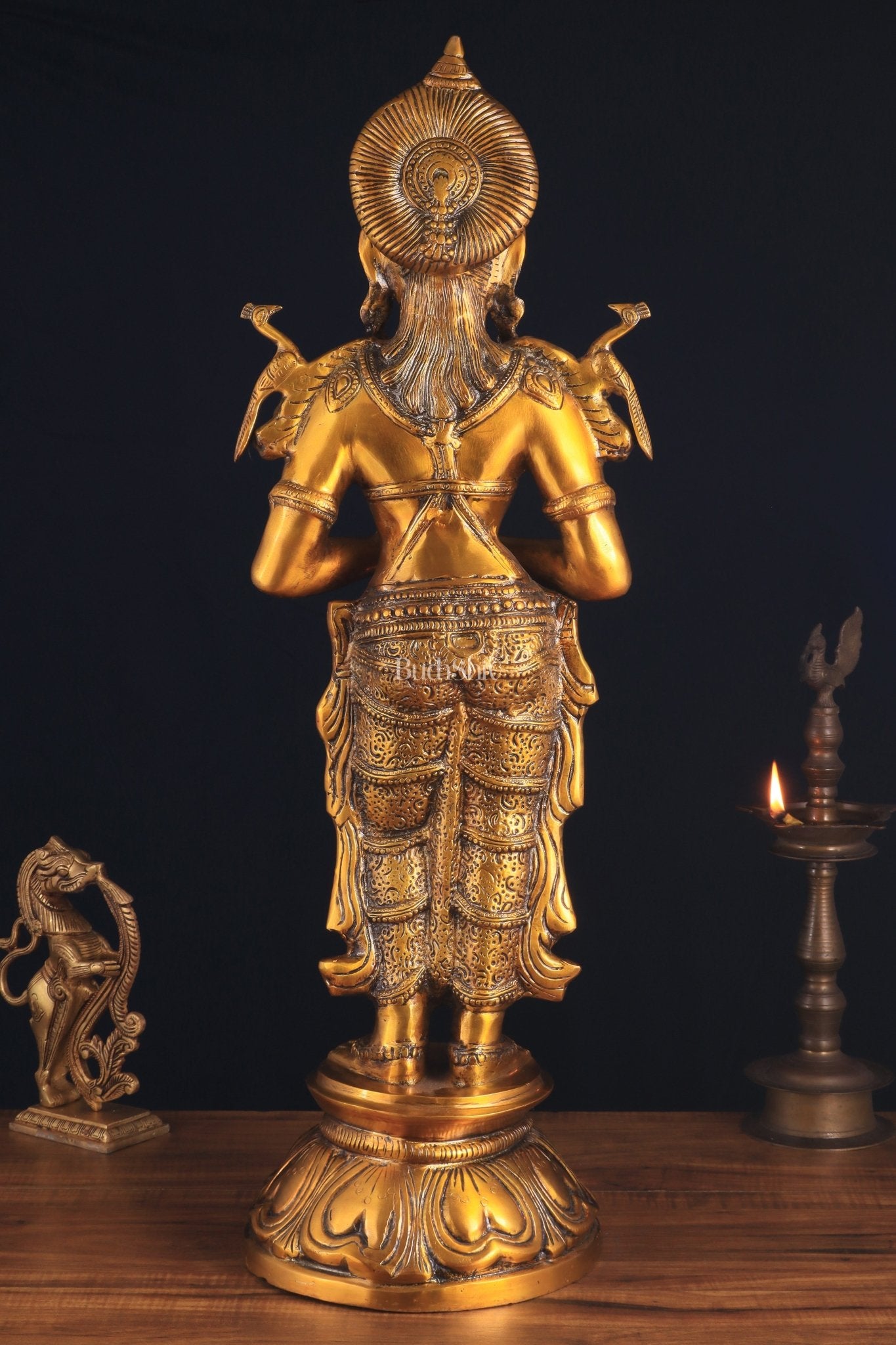 Buy Brass Large Welcome Namaste Lady Statue – 30.5 Inch - Budhshiv.com
