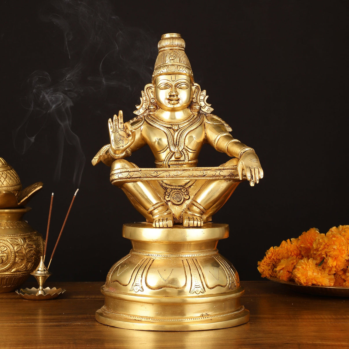 Buy Brass Lord Ayyappa Swamy Ayyappan Statue - 14" Intricate Sculpture ...