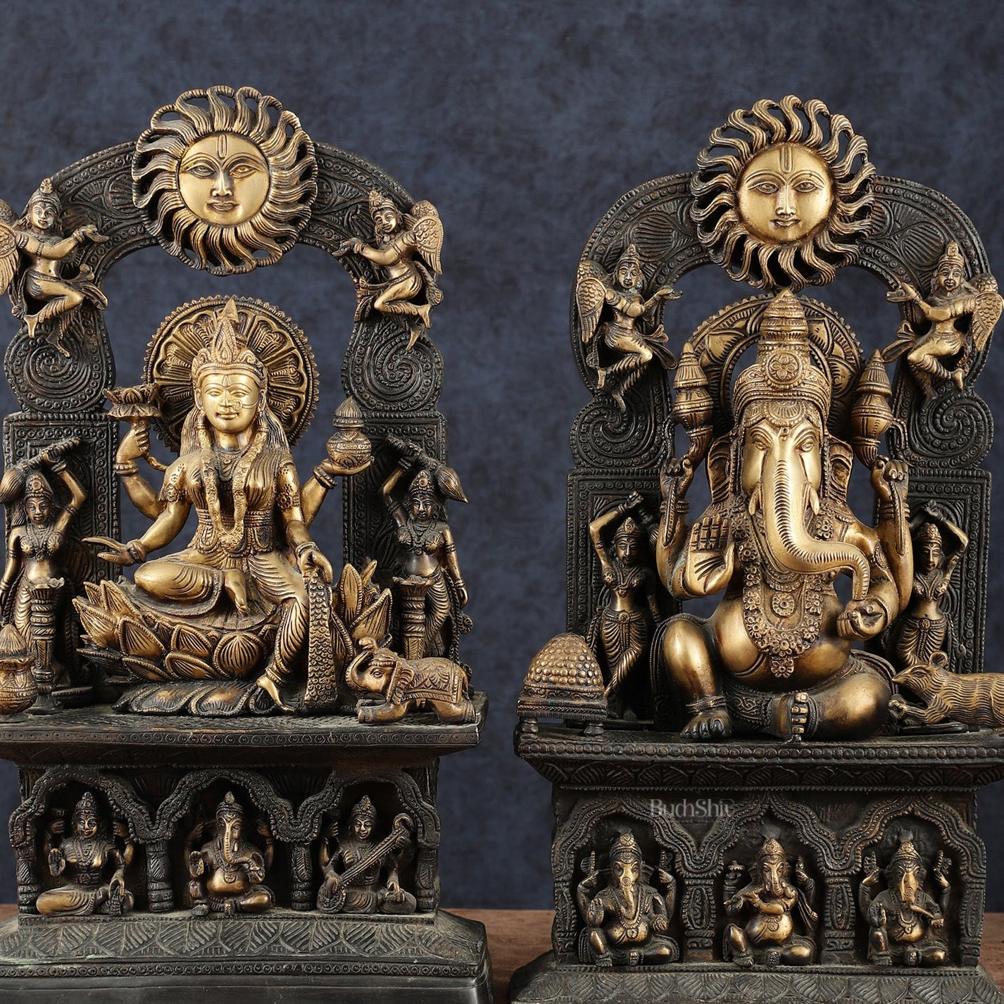 Buy Brass Lord Ganesha and Goddess Lakshmi Statue Pair – 20" Height ...