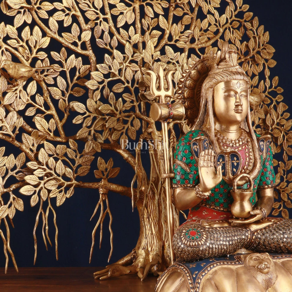 Lord Shiva Brass Statue & Kalpavriksha Tree Combo – Budhshiv.com