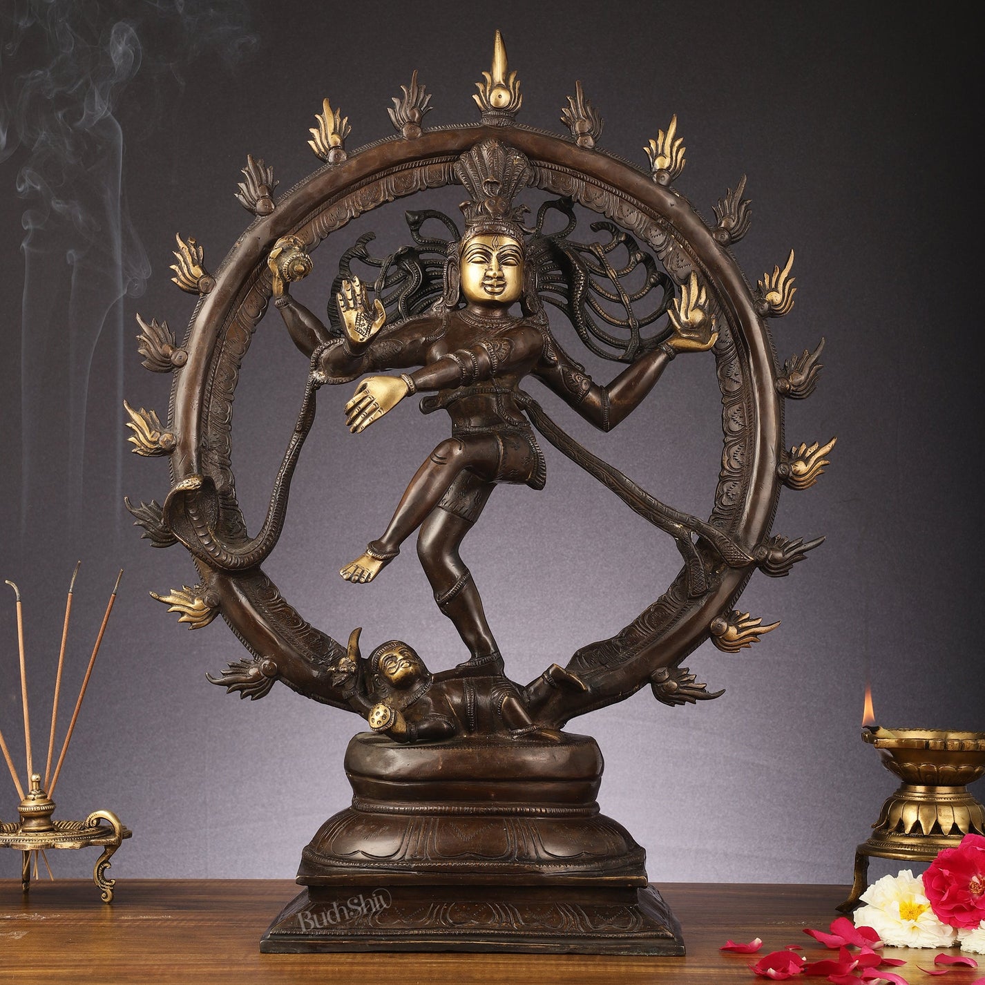 Buy Brass Nataraja Statue 24" Dark Brown - Budhshiv.com