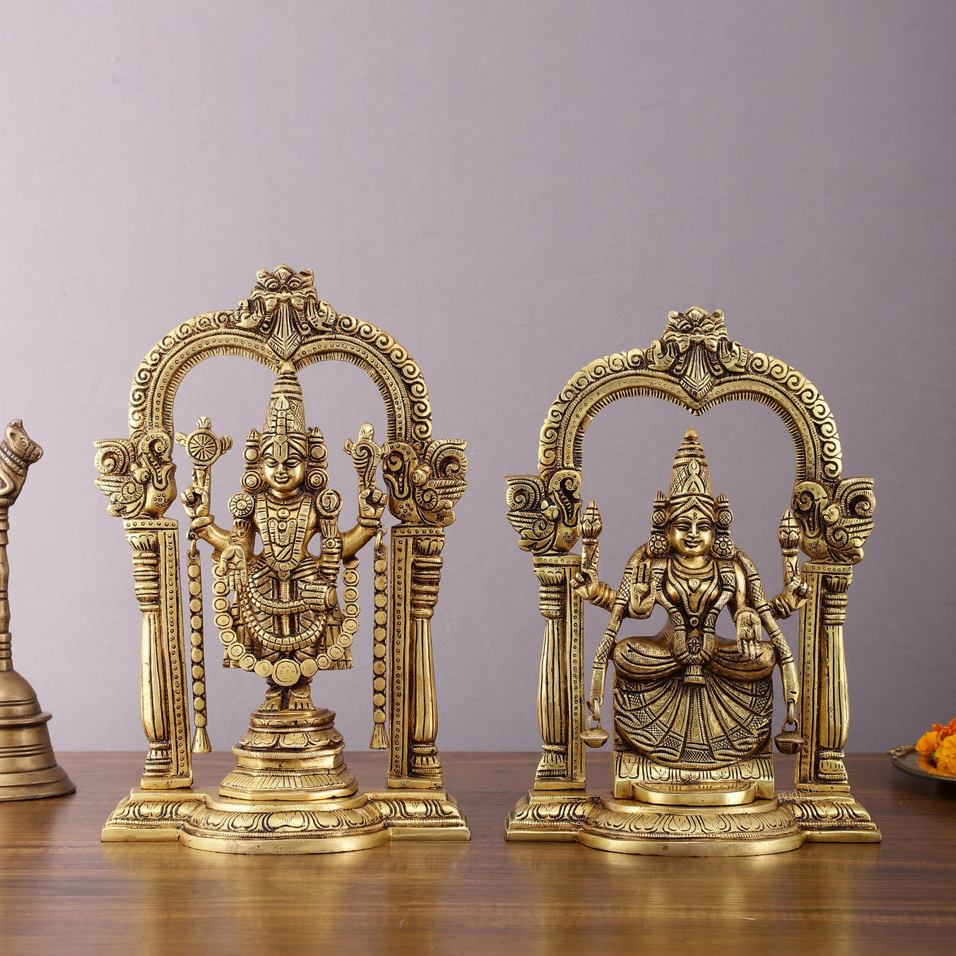 Buy Brass Padmavati Thayar Lakshmi & Tirupati Balaji Statue Set with ...