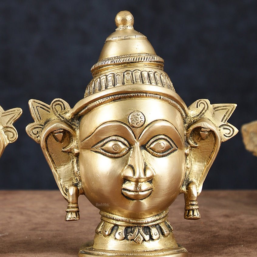 Brass Shiv Gauri Mukhlingam Head Idols – 7" Height, Pair – Budhshiv.com