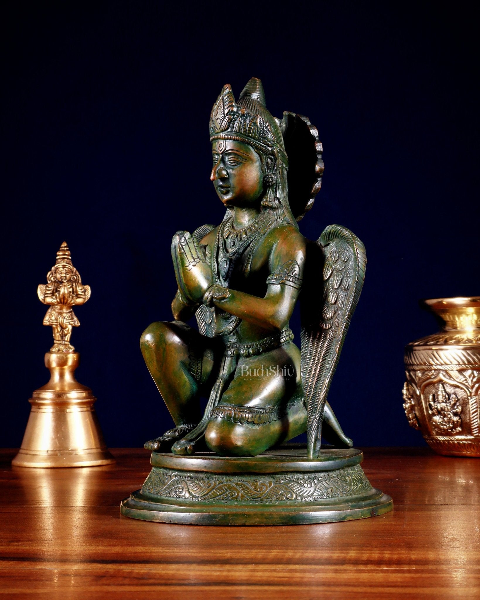 Buy Brass Sitting Garuda Dev in Namaskar Mudra – 9” Chola tone ...