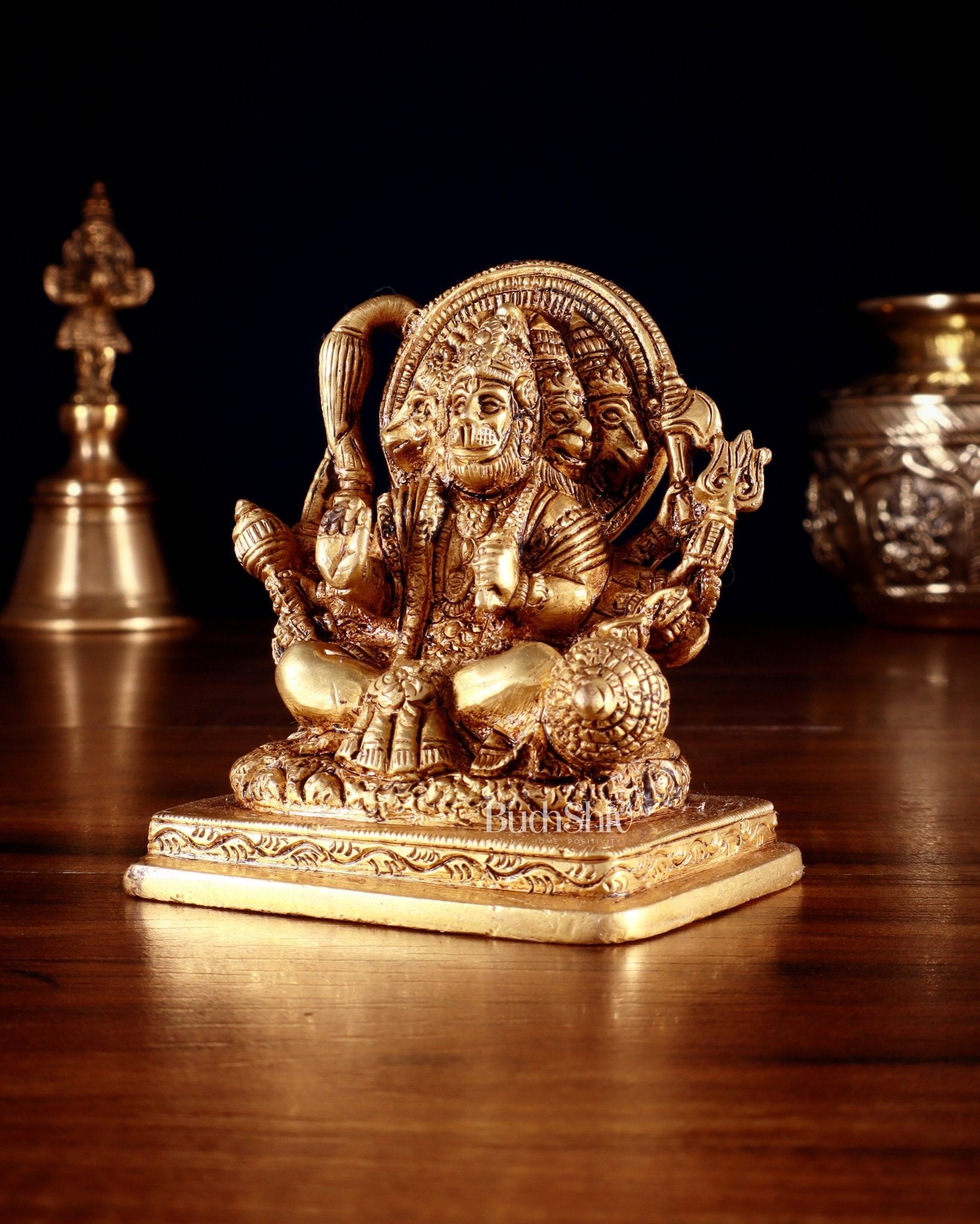 Brass Small Panchmukhi Hanuman with Crossed Legs Statue 3.5" – Budhshiv.com
