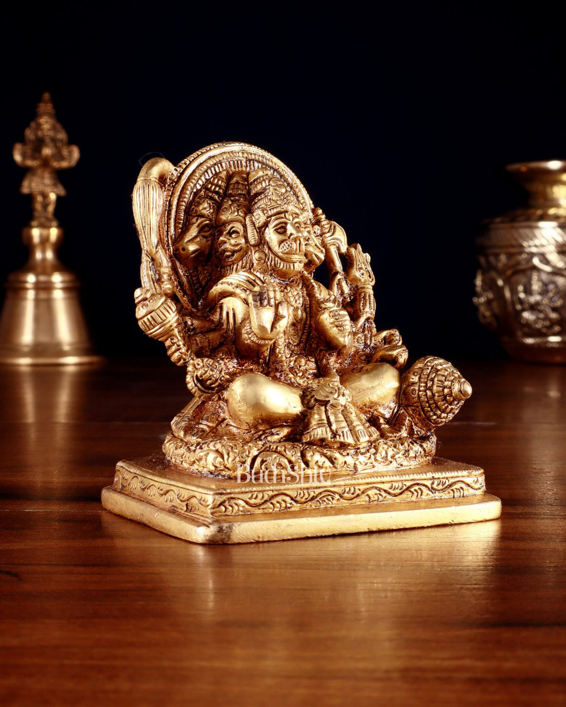 Brass Small Panchmukhi Hanuman with Crossed Legs Statue 3.5" – Budhshiv.com