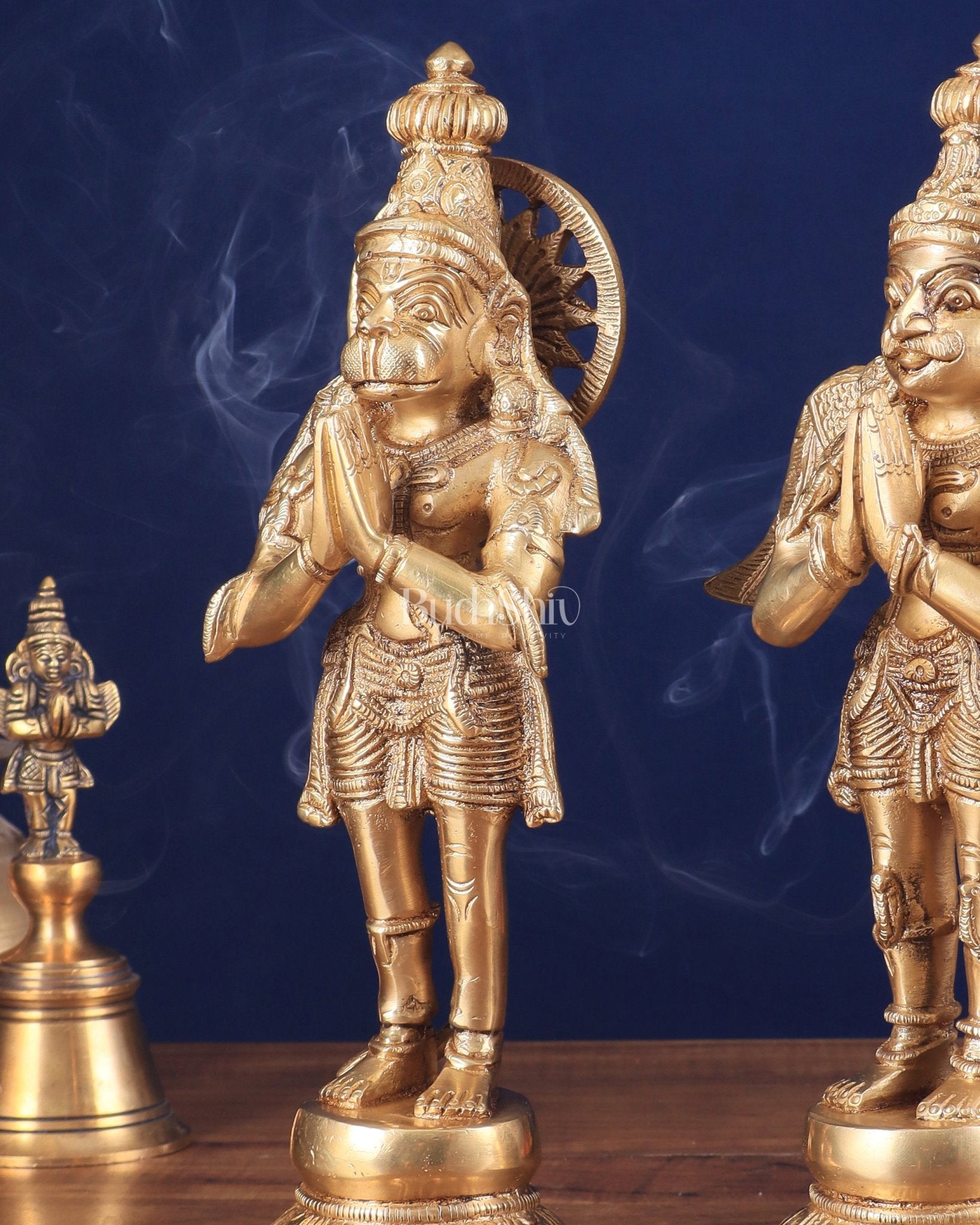 Buy Brass Standing Hanuman and Garuda Idol Pair 12" - Budhshiv.com