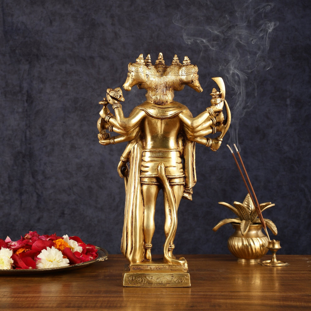 Buy Brass Standing Panchmukhi Hanuman idol 14" - Budhshiv.com