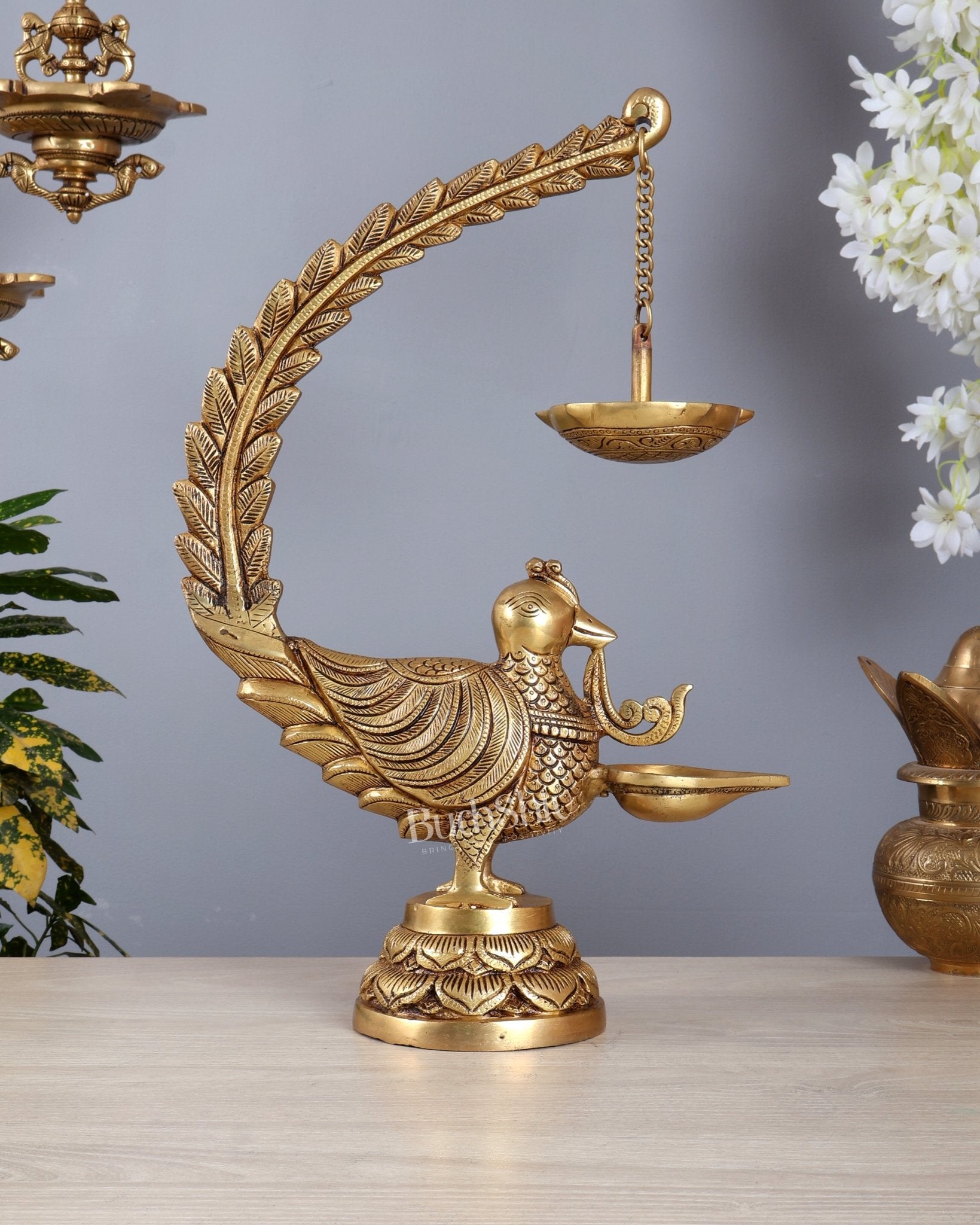 Brass Annam Pakshi Oil Lamp 16 Inch | Traditional Diya – Budhshiv.com