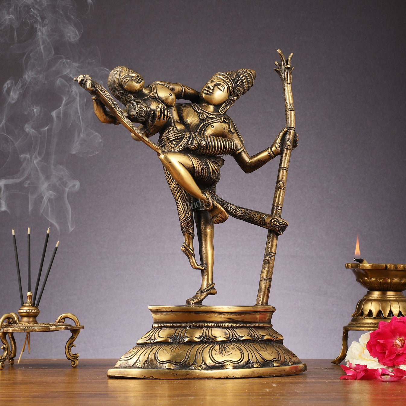 Buy Brass Superfine Dancing Rati and Kaamdeva 13 inch - Budhshiv.com