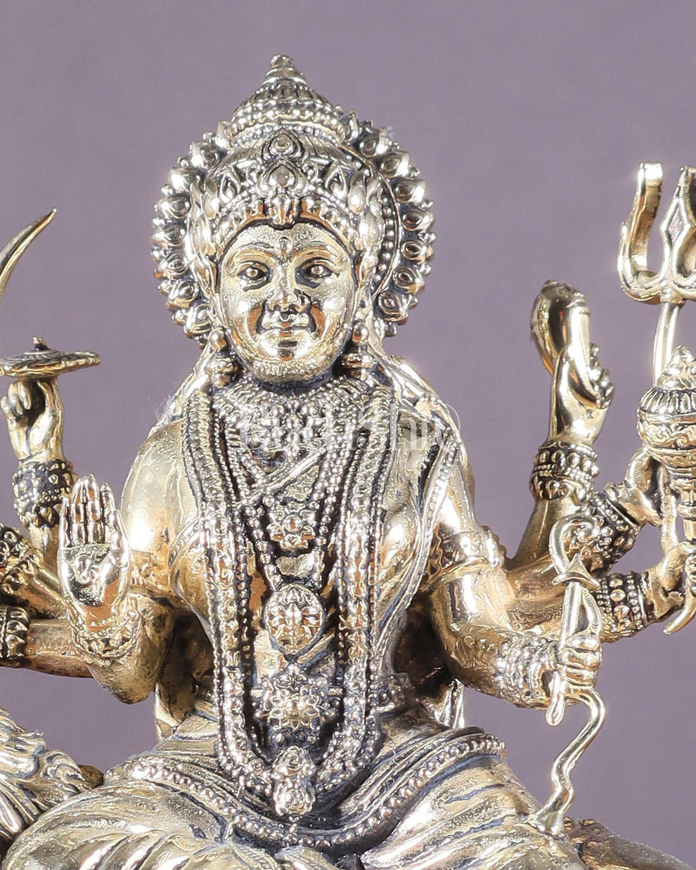 6.5" Brass Goddess Durga on Lion Idol with Base – Budhshiv.com
