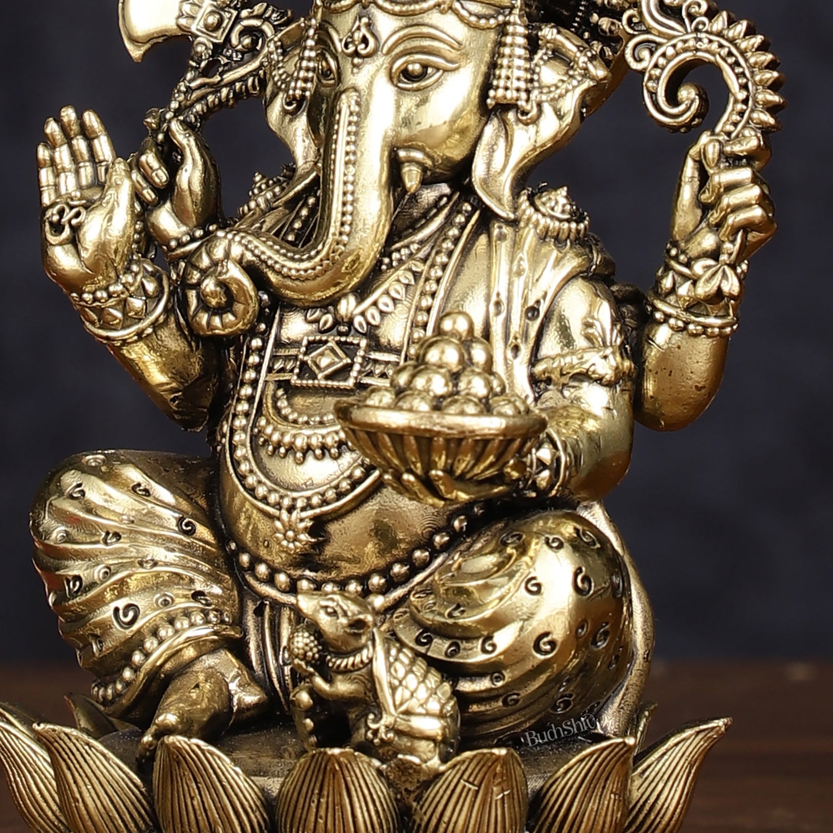Brass Superfine Intricately Carved Small Right trunk Ganesha Idol - 5 ...