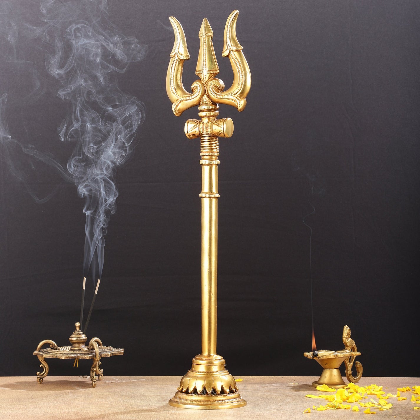 Buy Brass Superfine Lord Shiva Trishul - 19 Inch Statue - Budhshiv.com