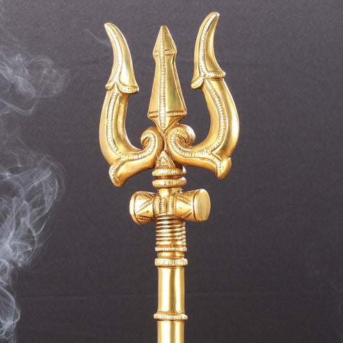 Buy Brass Superfine Lord Shiva Trishul - 19 Inch Statue - Budhshiv.com