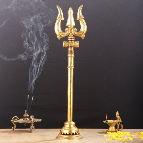 Buy Brass Superfine Lord Shiva Trishul - 19 Inch Statue - Budhshiv.com