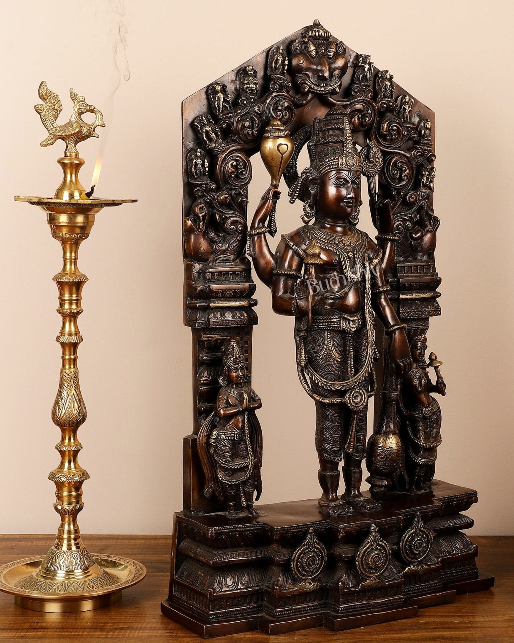 Buy Brass Superfine Lord Vishnu as Chennakeshava Statue 29" - Budhshiv.com