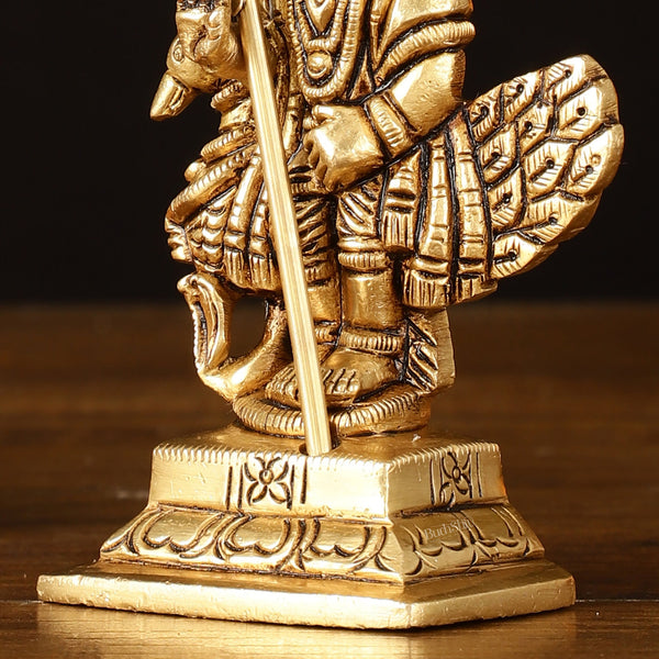 Sitting Brass Murugan Idol - 3.2" Divine Sculpture – Budhshiv.com